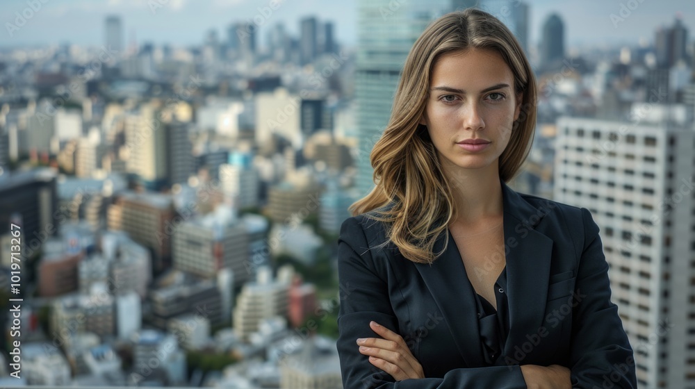 Photo of a confident woman in a powerful pose. A woman in business ...