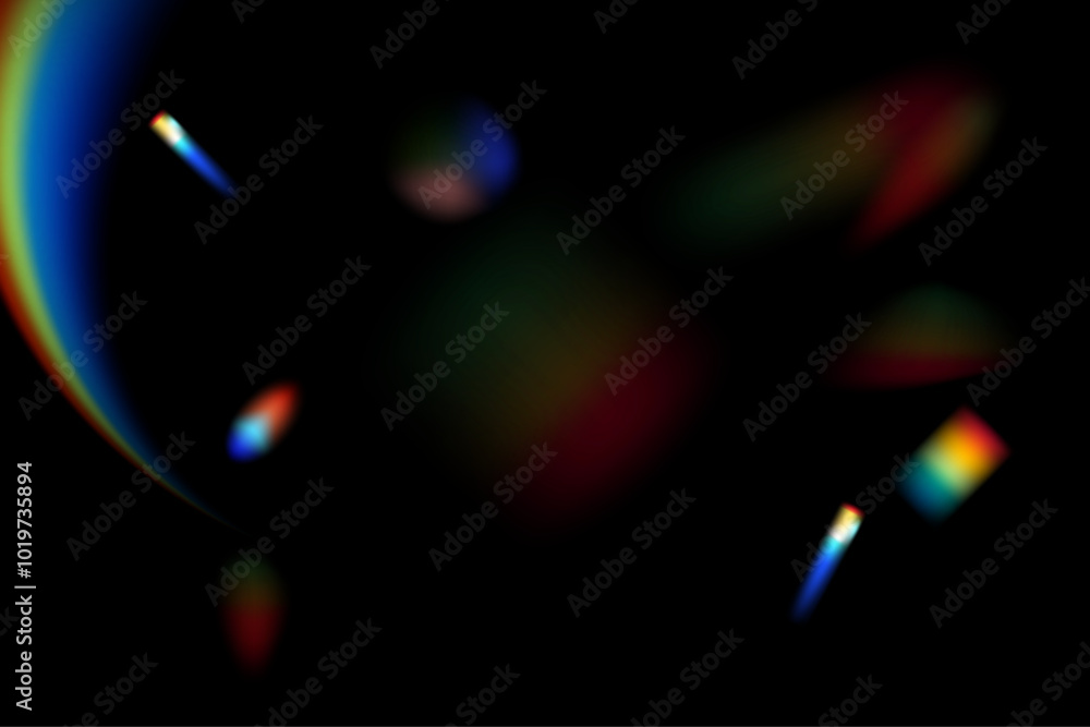 Dynamic lens flare and rainbow prism effect on transparent background ...