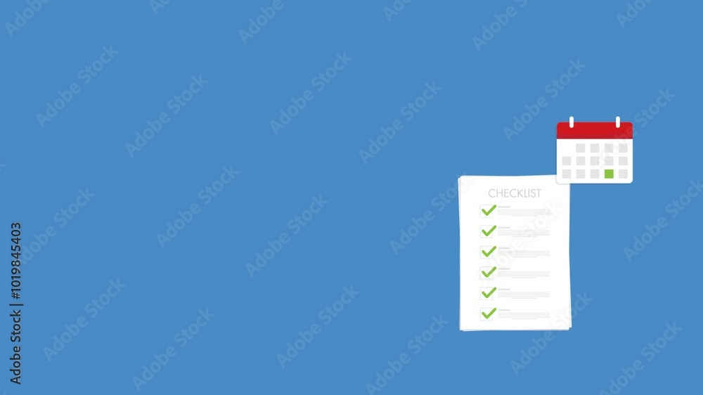 Check list document with a notification and calendar, paper check list ...
