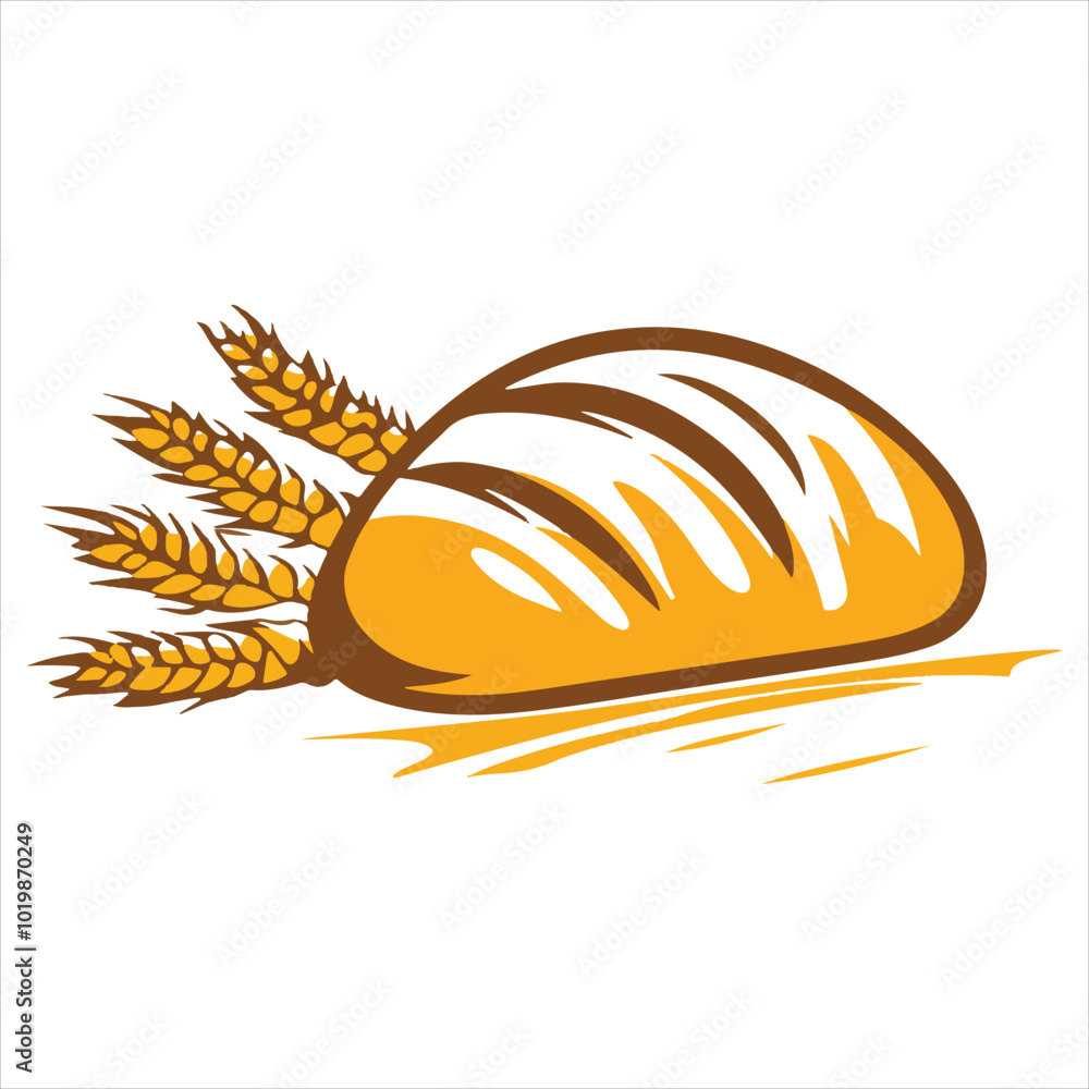 simple logo of a bread with ears of corn next to it and a bakery ...