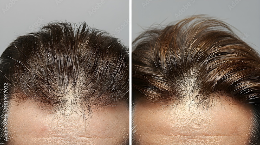 Visual comparison of a patient's scalp before and after FUE hair ...
