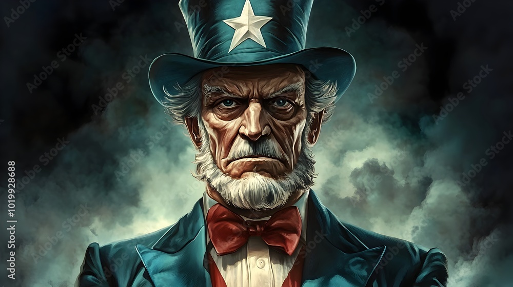 Iconic Patriotic Portrait of Uncle Sam with Bold Determined Features ...