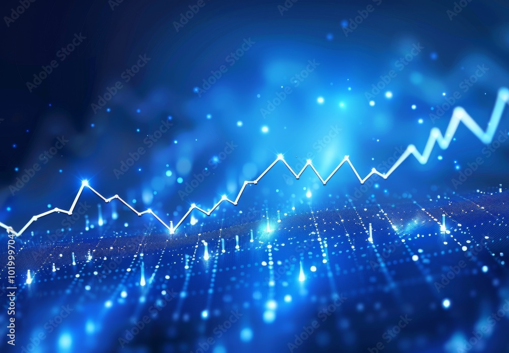 Blue stock market graph going up with financial chart background vector ...