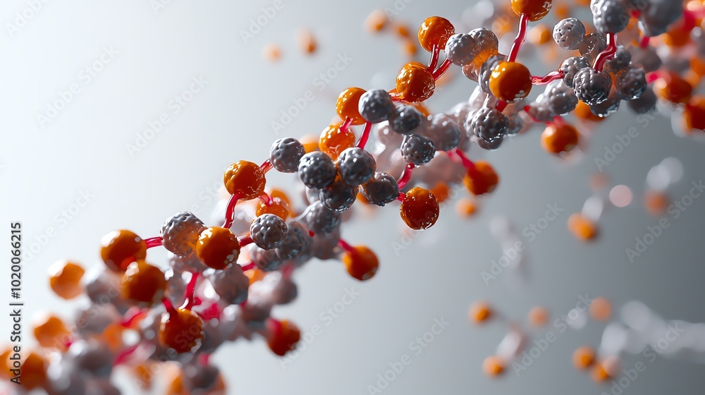 A detailed molecular model of insulin, showing the complex folding and ...
