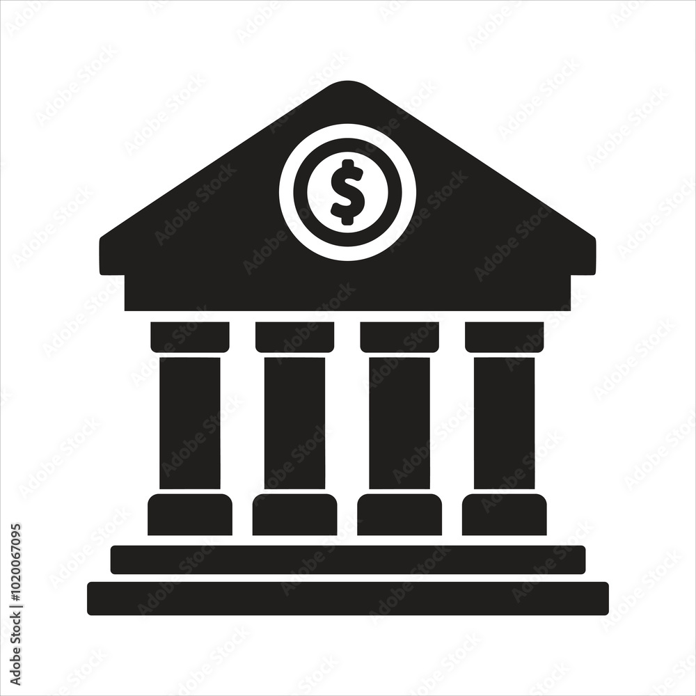 Bank icon. Building icon. Building with iconic columns. Historic ...
