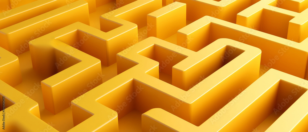 The striking yellow maze features complex pathways that invite ...