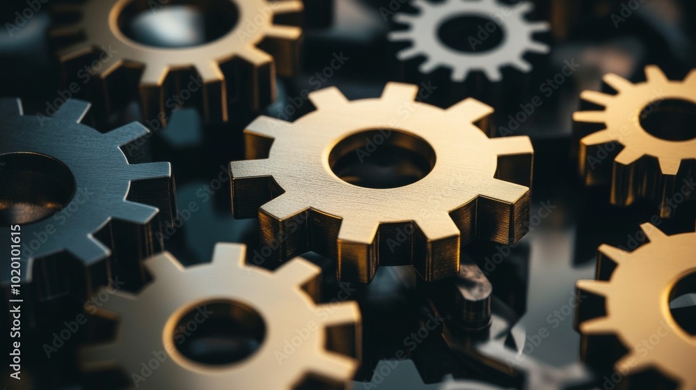 Abstract design of interconnected gears, representing teamwork and ...