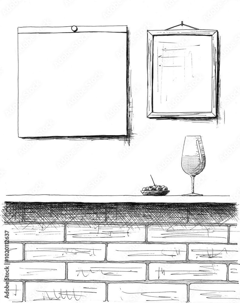 Mockup menú de bebidas. Marco de menú de papel blanco, mostrador de bar ...