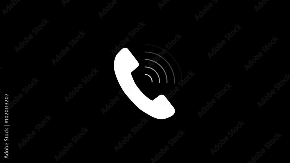 Incoming telephone call icon Animation on black screen chroma key and ...