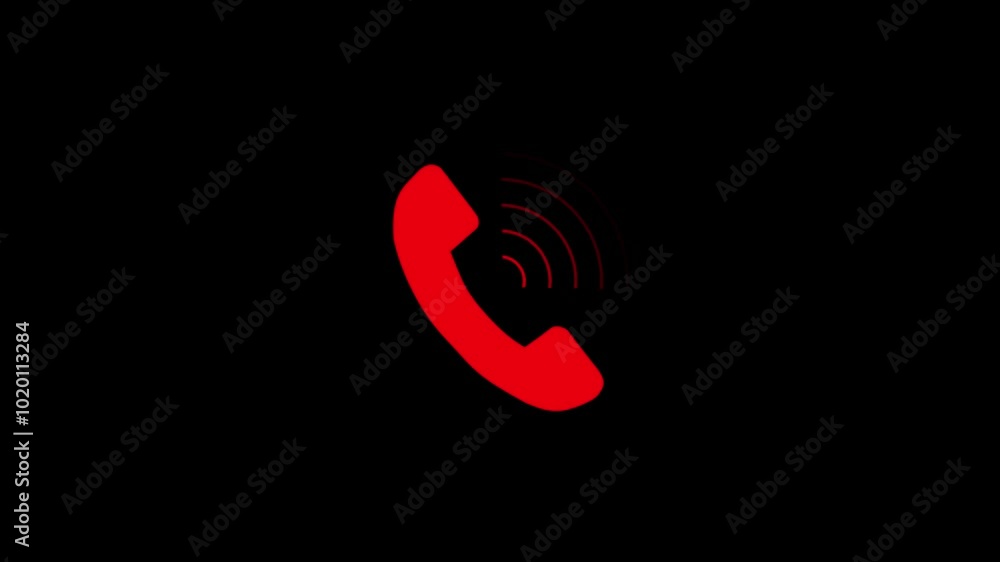 Incoming telephone call icon Animation on black screen chroma key and ...