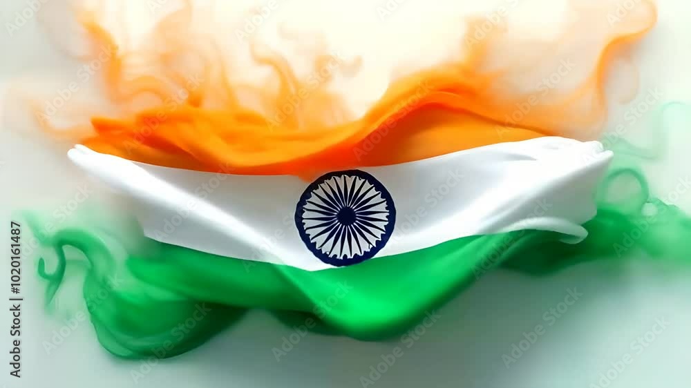 Flowing smoke gradually forms the Indian flag, capturing the saffron ...