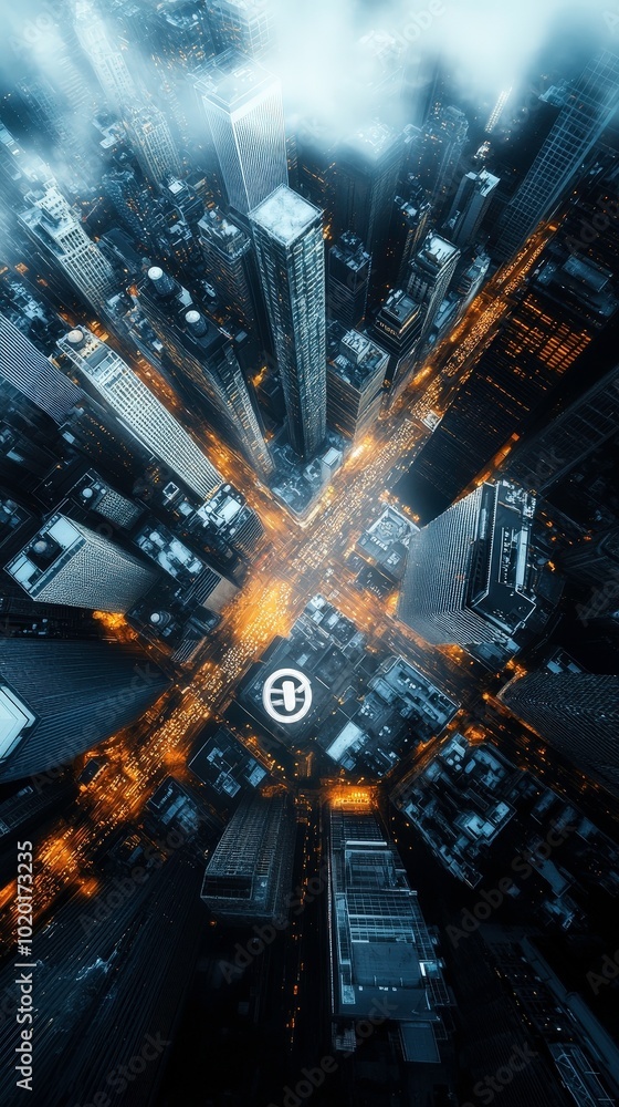 Create a thought-provoking design combining aerial imagery with iconic ...