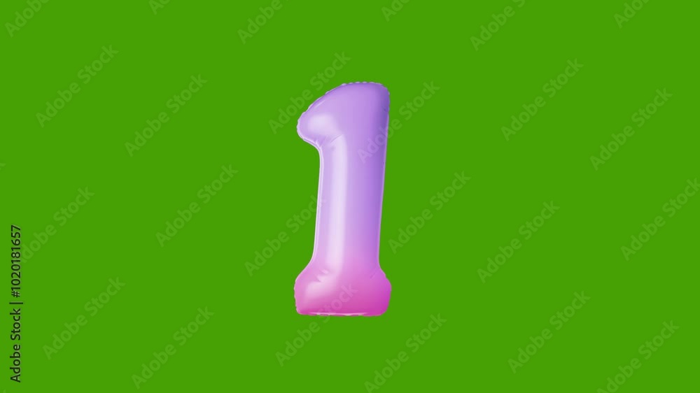 3D Inflated Balloon numbers pack in Gradient Pink and Blue on green ...