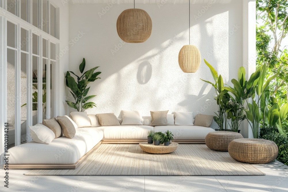 bright and beautifully decorated veranda. The space is bathed in ...