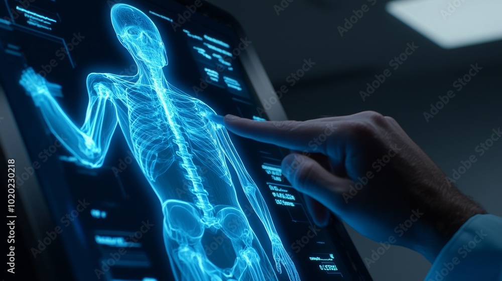 2410_029.healthcare specialist manipulating 3d body scan, floating ...