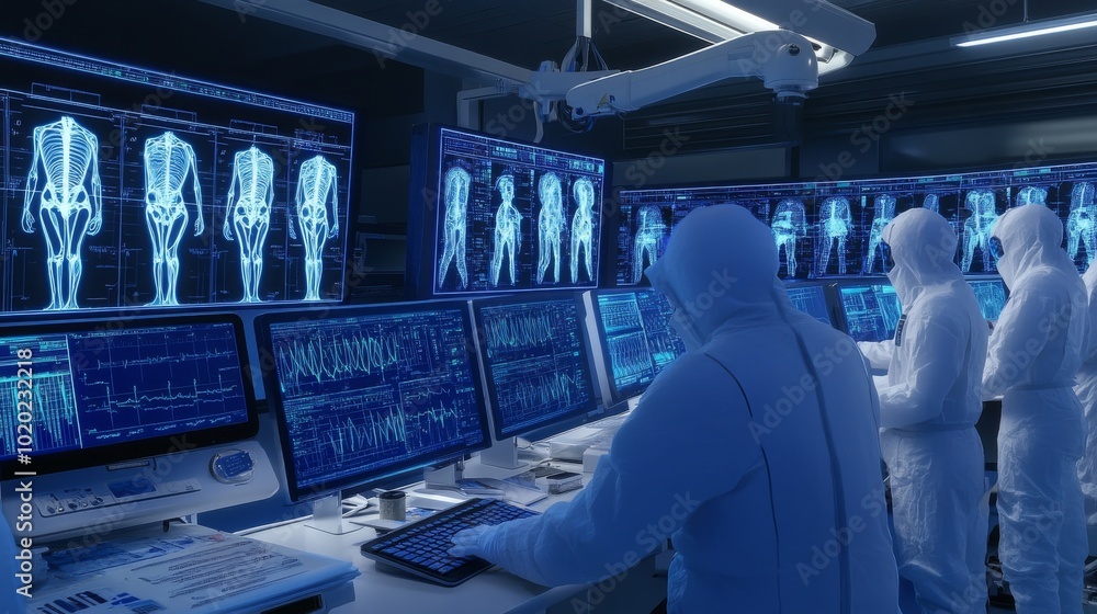 2410_051.advanced medical imaging lab, doctors analyzing 3d body scans ...