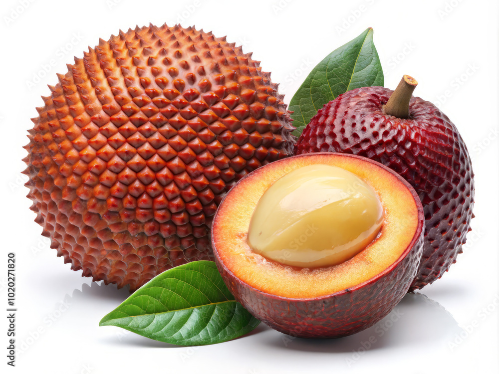 Buriti fruit, known for its unique spiky exterior, is depicted ...