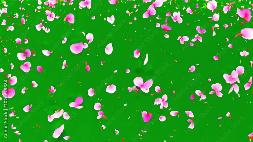 Green Screen Background with Falling Sakura Petals in Anime Style ...