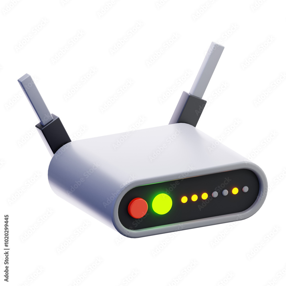 Wireless Router Icon with Antennas. 3D wifi router, symbolizing ...