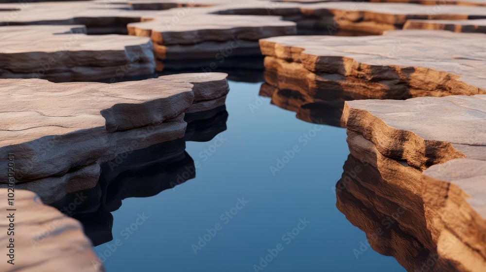 Ancient water channels carved into rock by centuries of flowing water ...