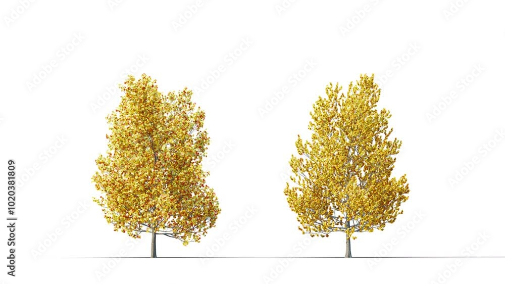 Growing trees on a white background 3D animation growth grow from small ...