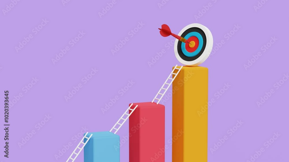 Small steps to success, step by step growth. Business goals, progress ...