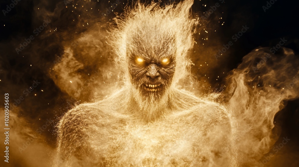 Ethereal Golden Spirit Emerging from the Void - A luminous golden ...