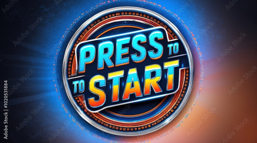 retro-inspired "Press to Start" logo for an arcade game, with a ...