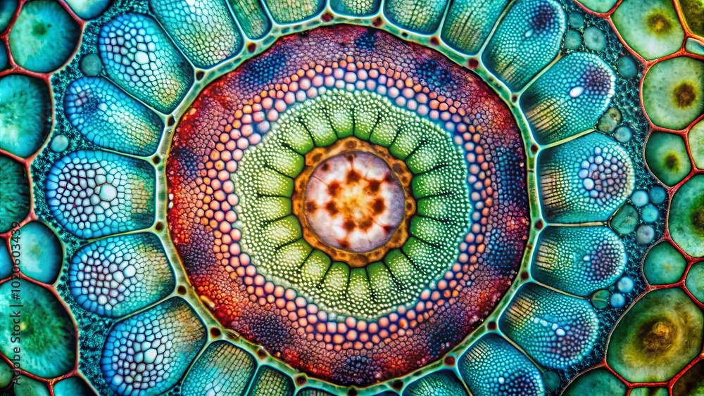 Explore a monocot stem cross section under a microscope, highlighting ...