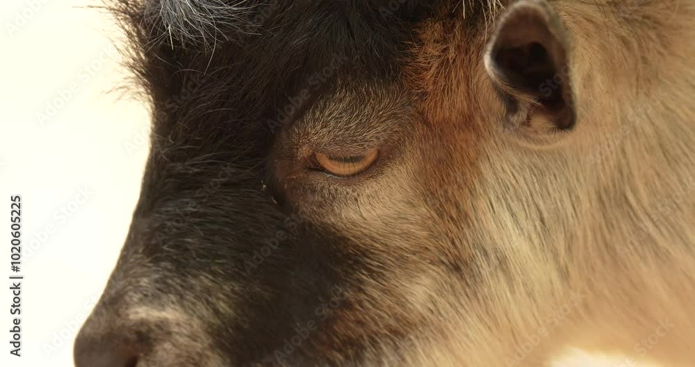 Eye shot of adorable miniature goat. The African Pygmy Goat is the ...