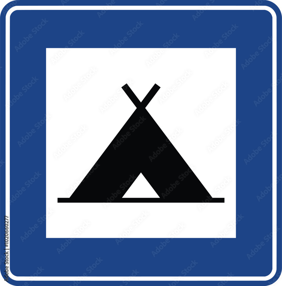 Vetor do Stock: Camping site, Road signs in Turkey. Standard traffic ...