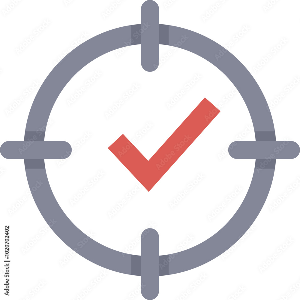 Check mark is appearing inside a target scope representing reaching a ...