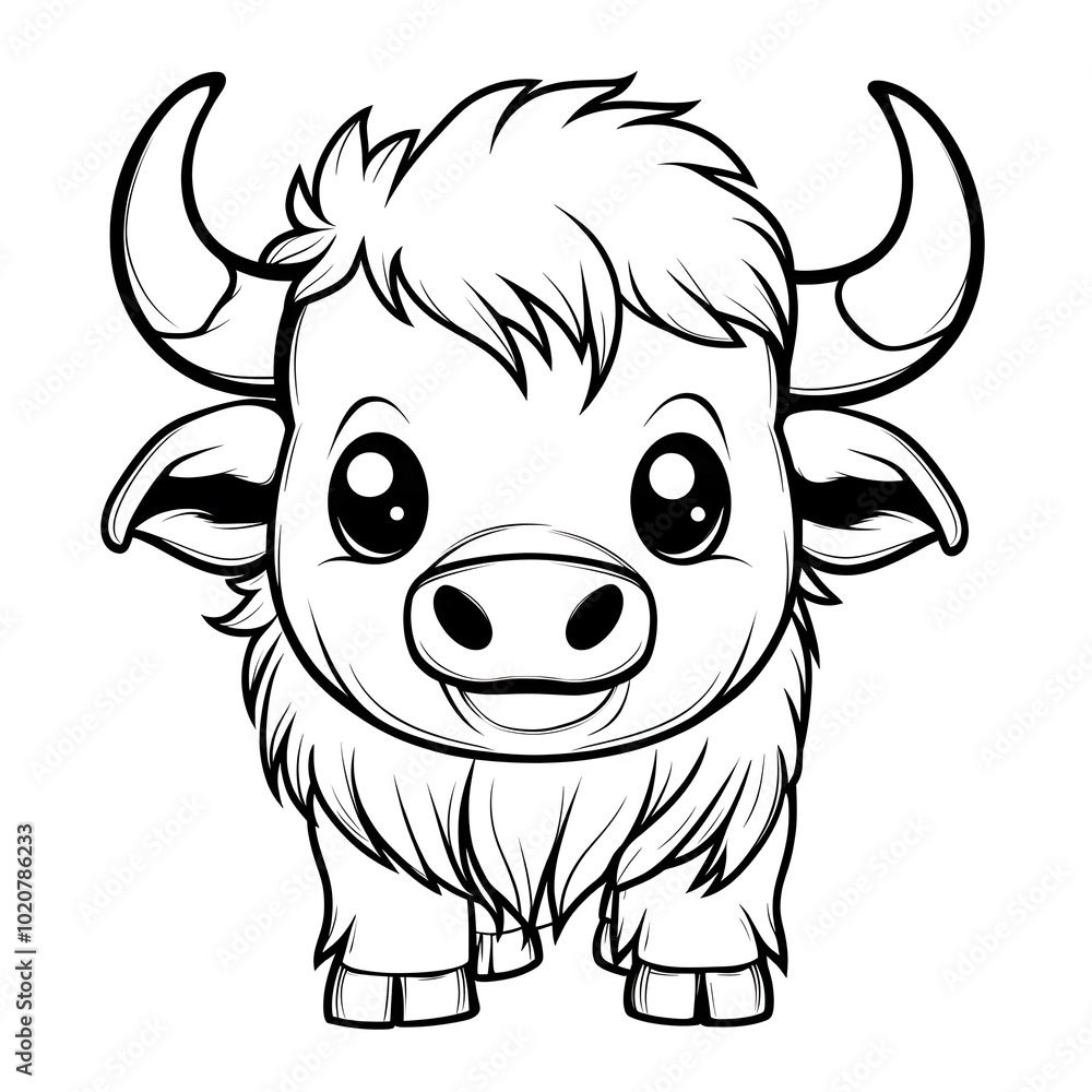 Coloring sheet for children featuring a buffalo. A simple and fun ...