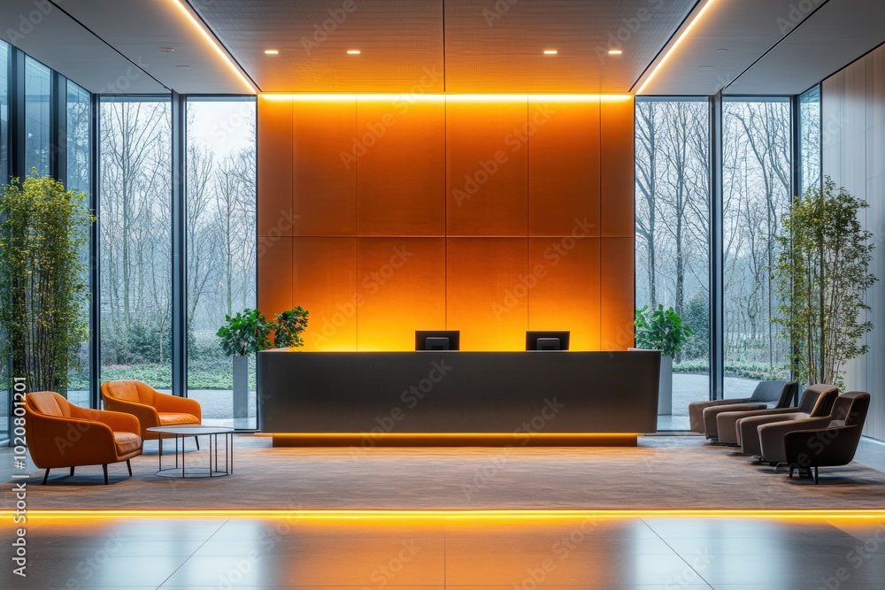 office reception design, contemporary office lobby, well-lit with cozy ...