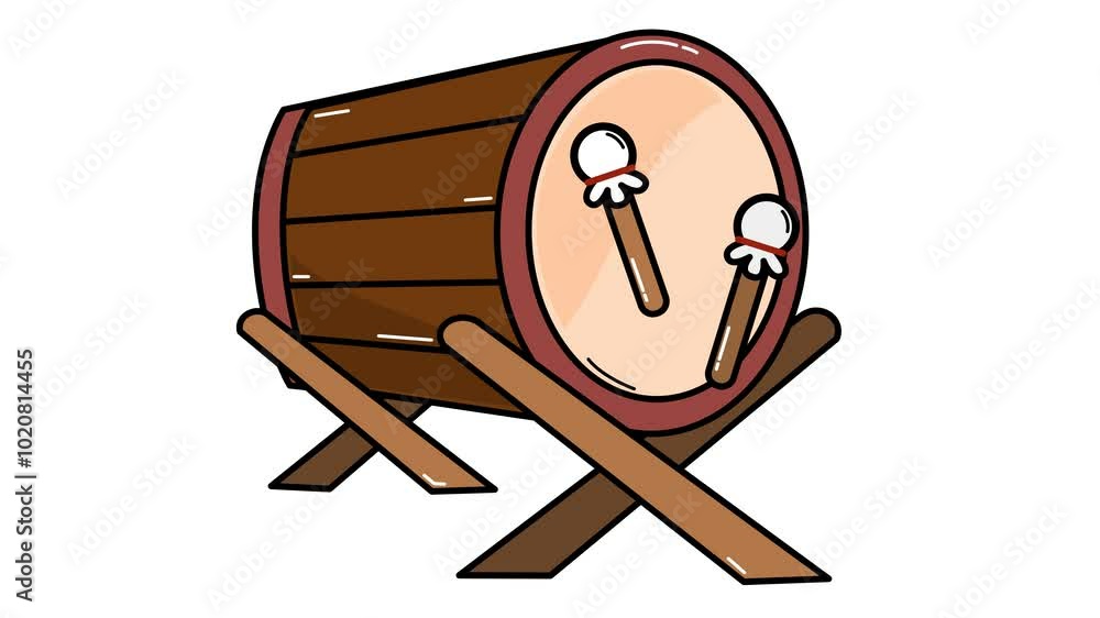 Bedug cartoon animation, a traditional Indonesian Islamic drum used to ...