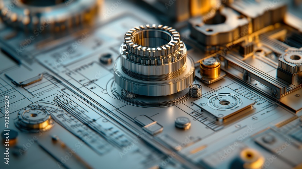 A detailed close-up of technical drawings with a cute, 3D twist. Each ...