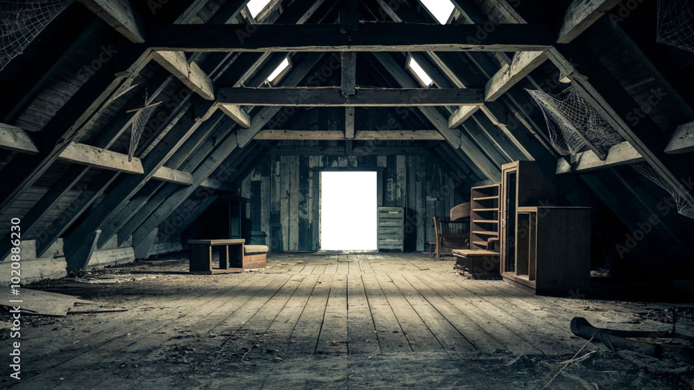 Abandoned Ghostly Wooden Attic Interior: A Hauntingly Beautiful ...