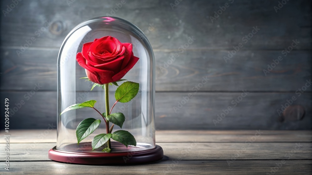 Beautiful red rose encased in glass dome , flower, rose, romantic, love ...