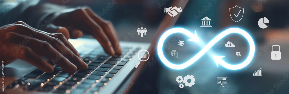 Business person embrace infinite possibilities and essence of infinity ...