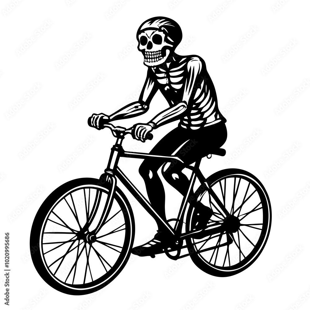 human skeleton riding bicycle vector silhouette isolated on white ...