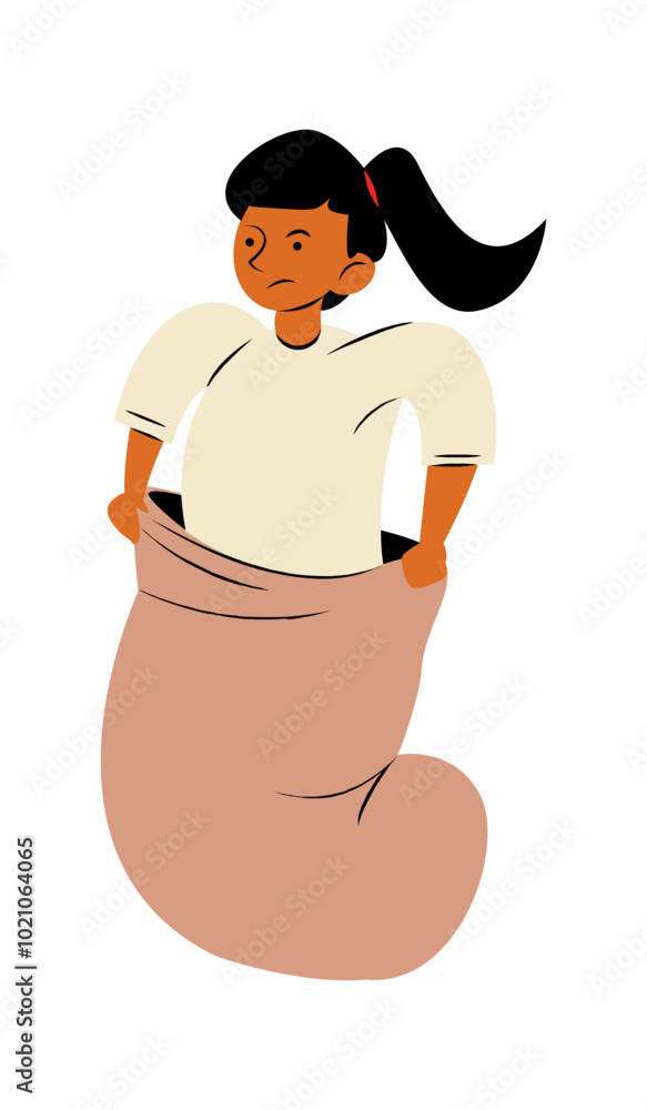 Sack race aka balap karung, girl team. Lomba balap karung in Indonesia independence game ...