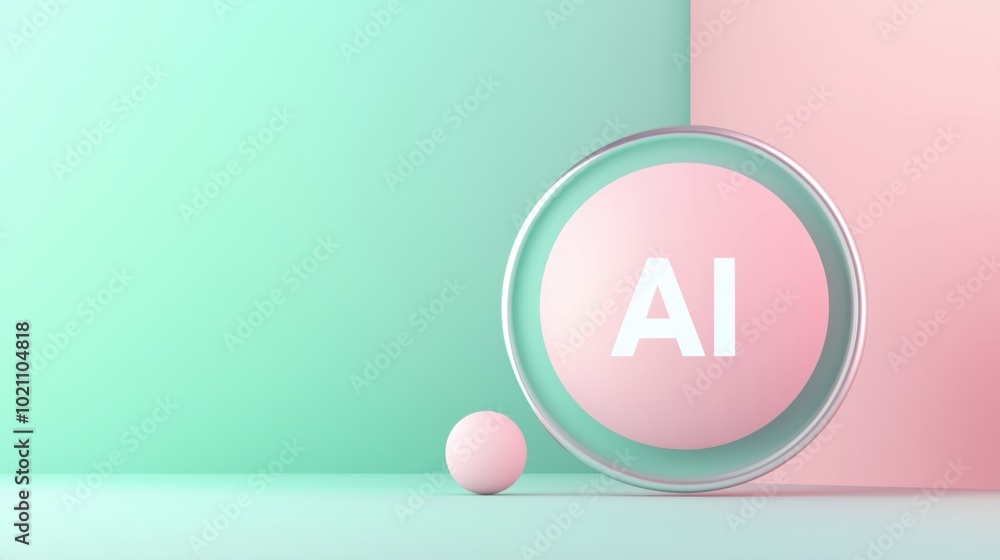 Modern design concept featuring AI text in pastel colors on a ...