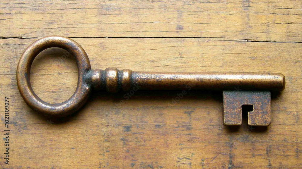 vintage key with worn handle and tarnished finish, evoking nostalgia ...
