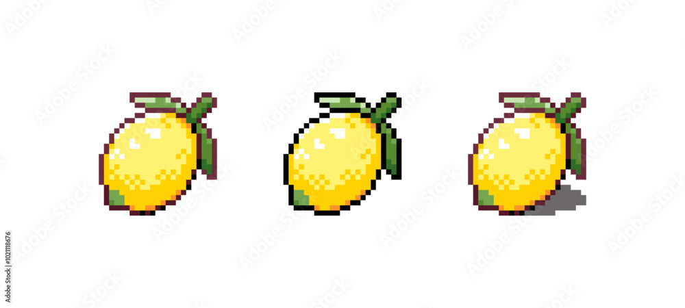 Pixel Art Lemon Icon Vector Illustration. Soul Yellow Fruit Graphic ...