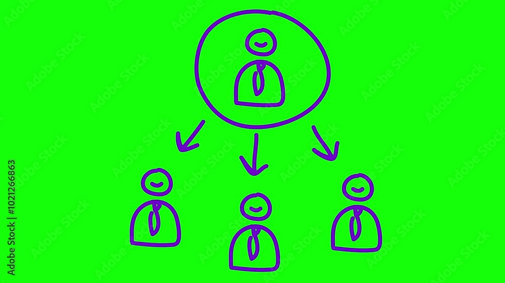 Animated violet hand drawn doodle of management. Concept of teamwork ...