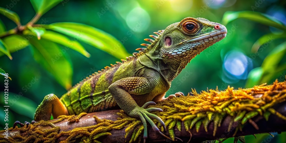 Captivating Goh Lizard Resting on a Branch in Its Natural Habitat ...