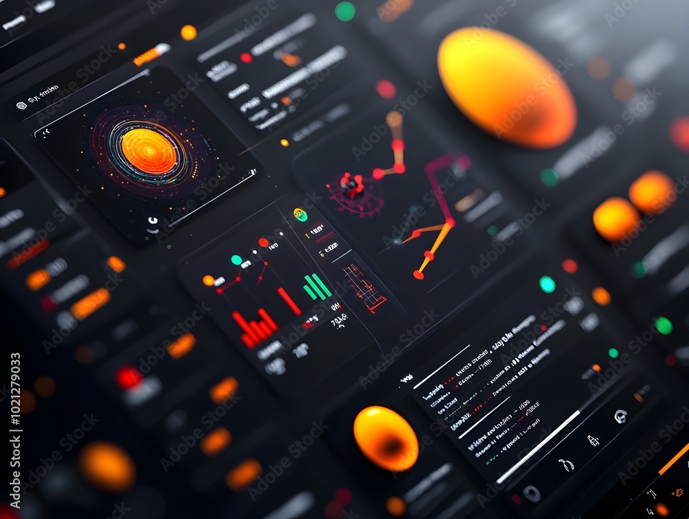 Visually striking digital data dashboard featuring a clean polished and modern sci fi themed ...