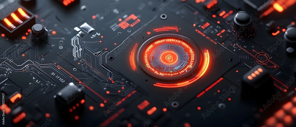 Immersive techno futuristic data dashboard featuring a luminescent ...