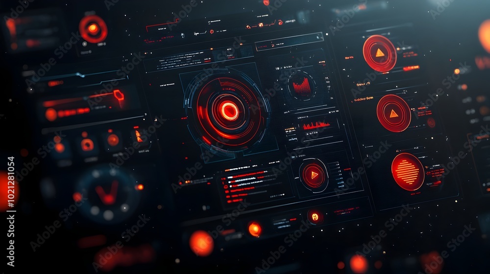 Striking futuristic digital data display with a sleek modern user ...