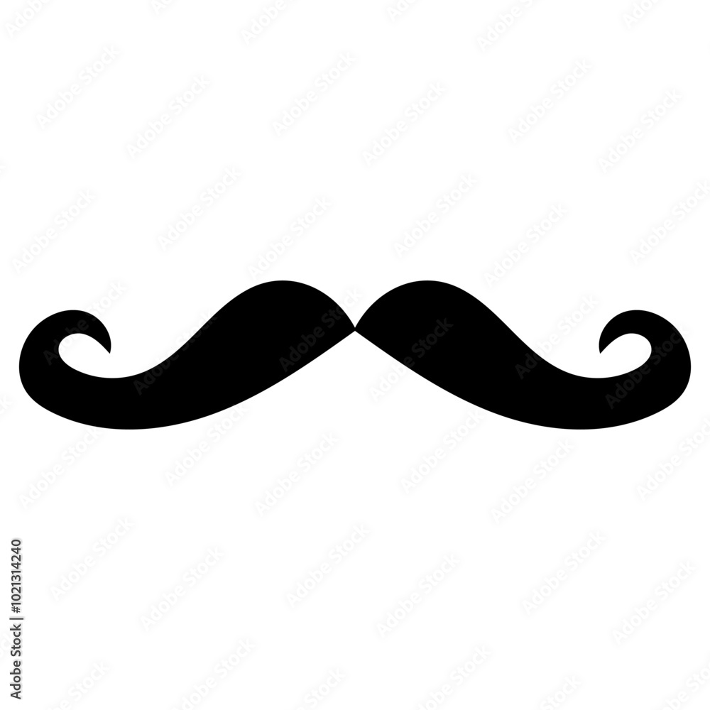 Mustache icon black and white mustache illustration, A simple black and ...